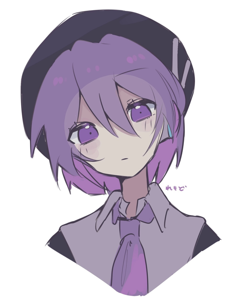 Safebooru - 1girl :| beret black hat black sleeves blush closed mouth collared shirt commentary ...