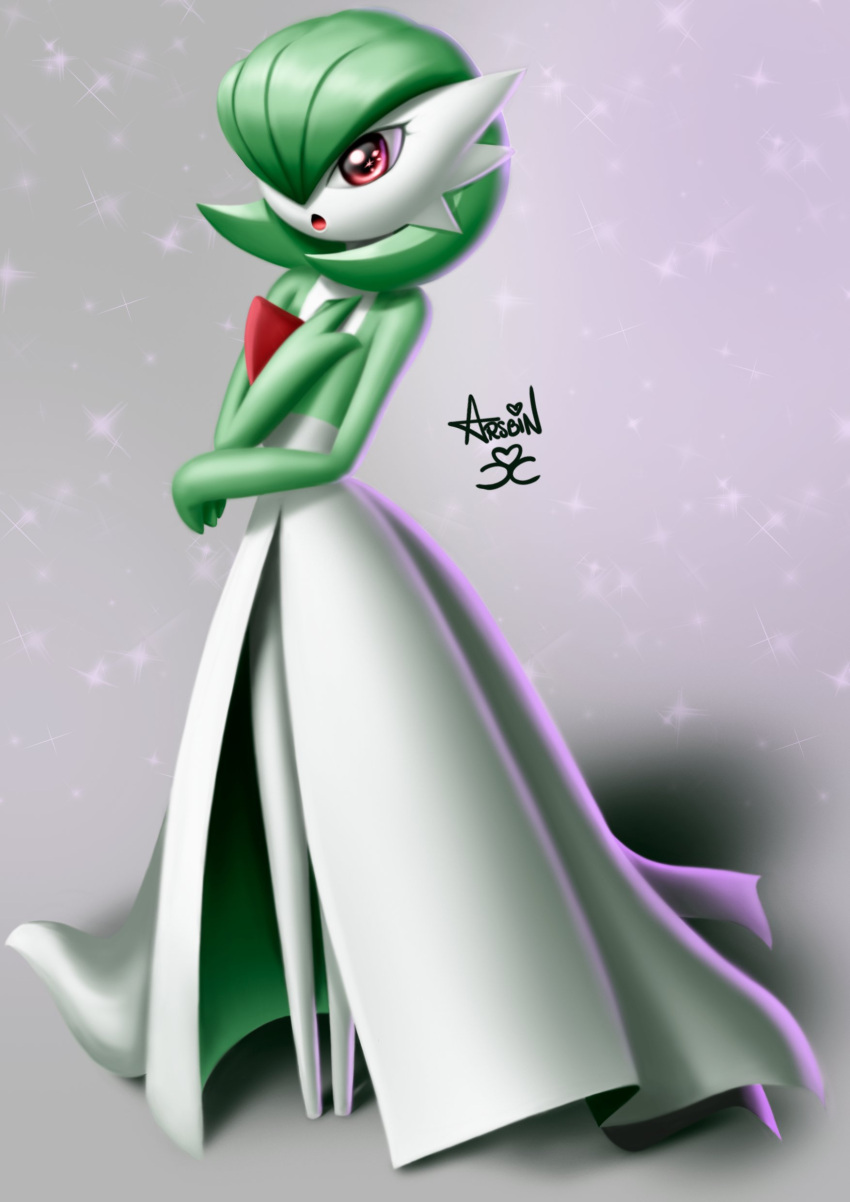 Safebooru - absurdres arsbinbcc bob cut colored skin dress gardevoir ...