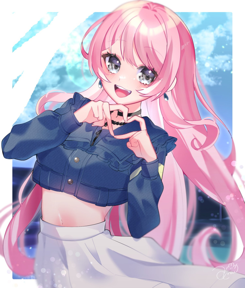 Safebooru - 1girl 4-finger heart hands bang dream! bang dream! it's mygo!!!!! black choker blue ...