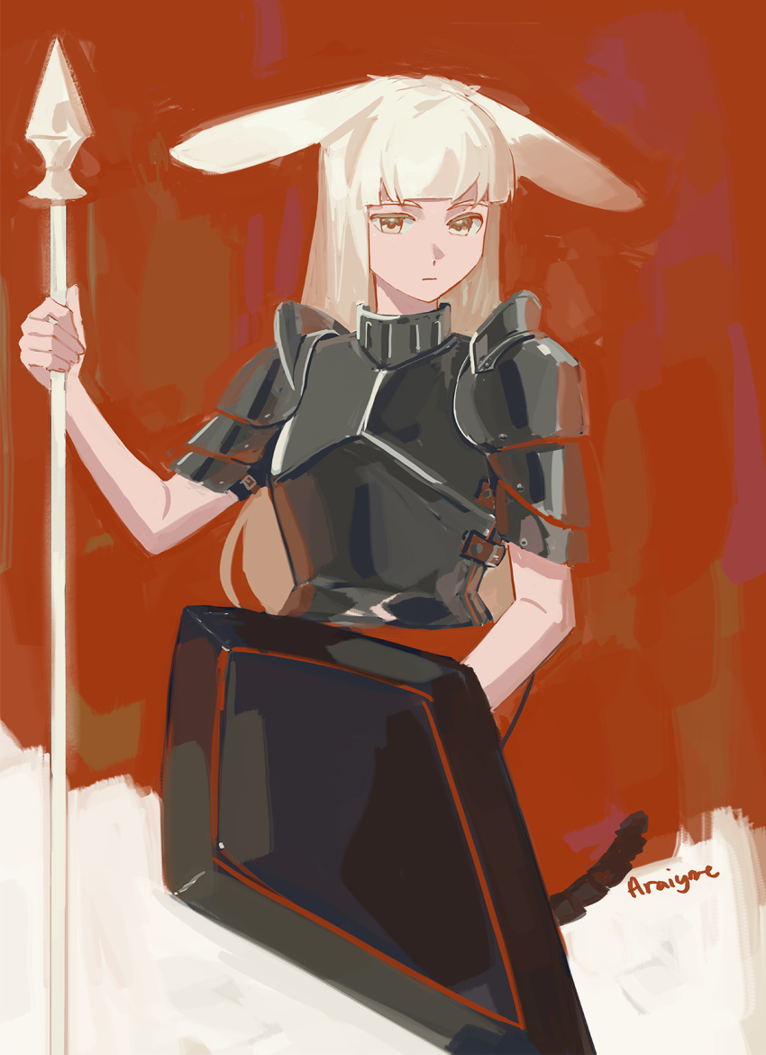 Safebooru - 1girl animal ears araiyme armor blonde hair blunt bangs breastplate closed mouth ...