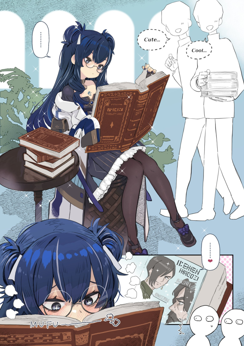 Safebooru - + + ... 1girl 4boys ^^^ aallotar (ac8231) bell black footwear black pantyhose blue ...