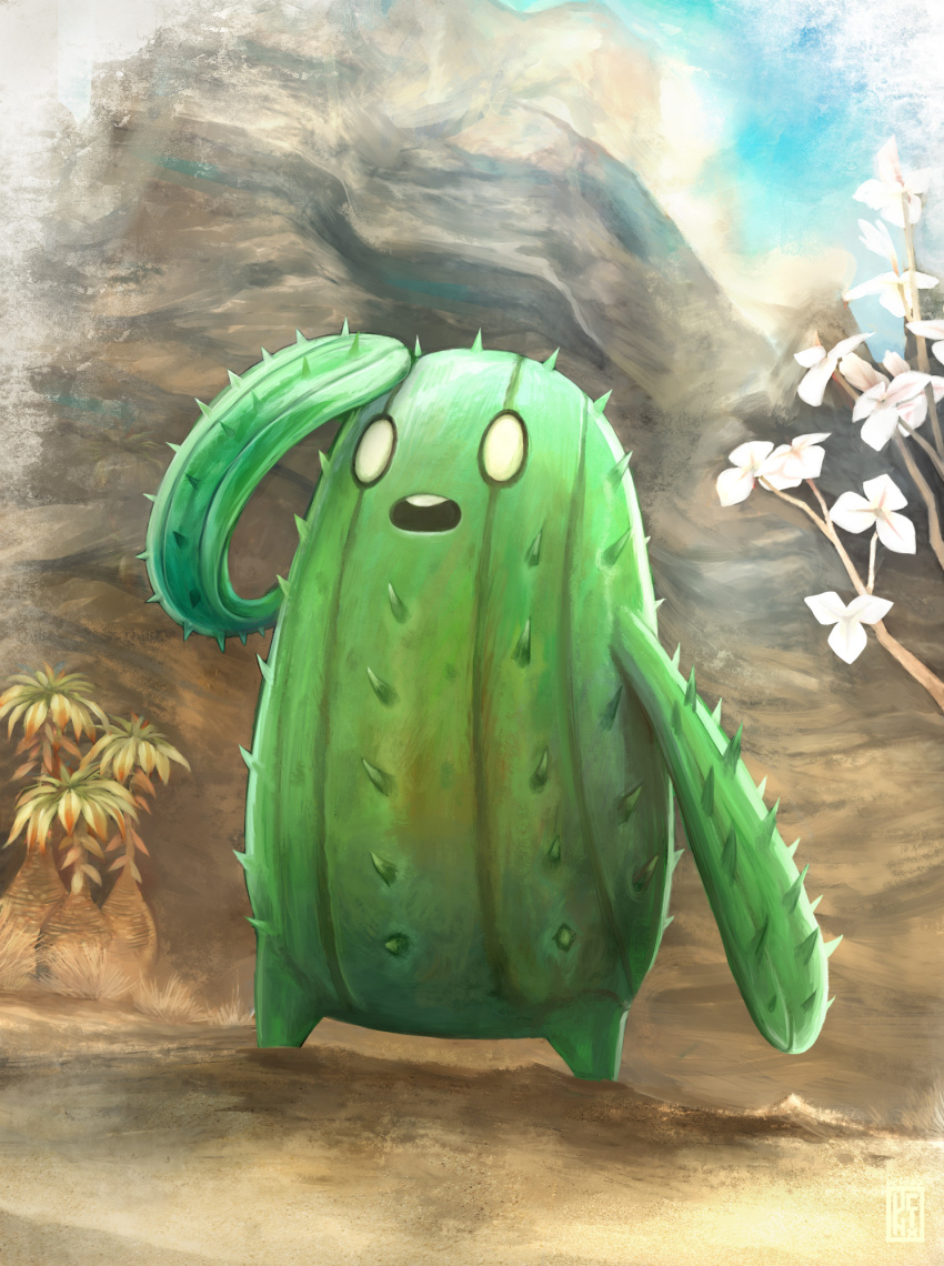 Safebooru - blank eyes branch cactoid cactus creature desert final ...