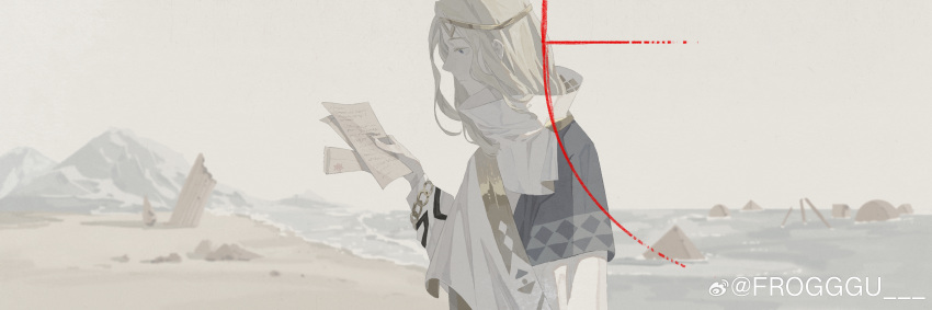 Safebooru - 1boy 6 (reverse:1999) absurdres ancient greek clothes beach blonde hair blue eyes ...