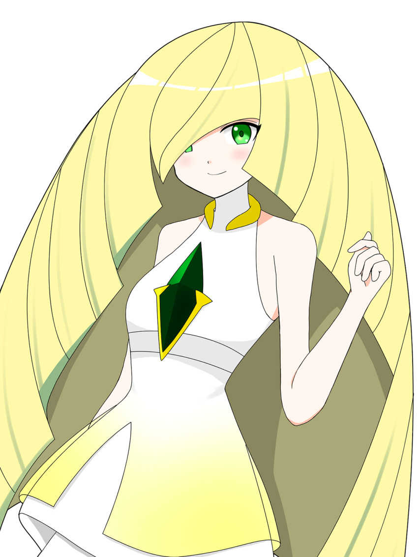 Safebooru - 1girl bare shoulders blonde hair dress gem gradient clothes ...