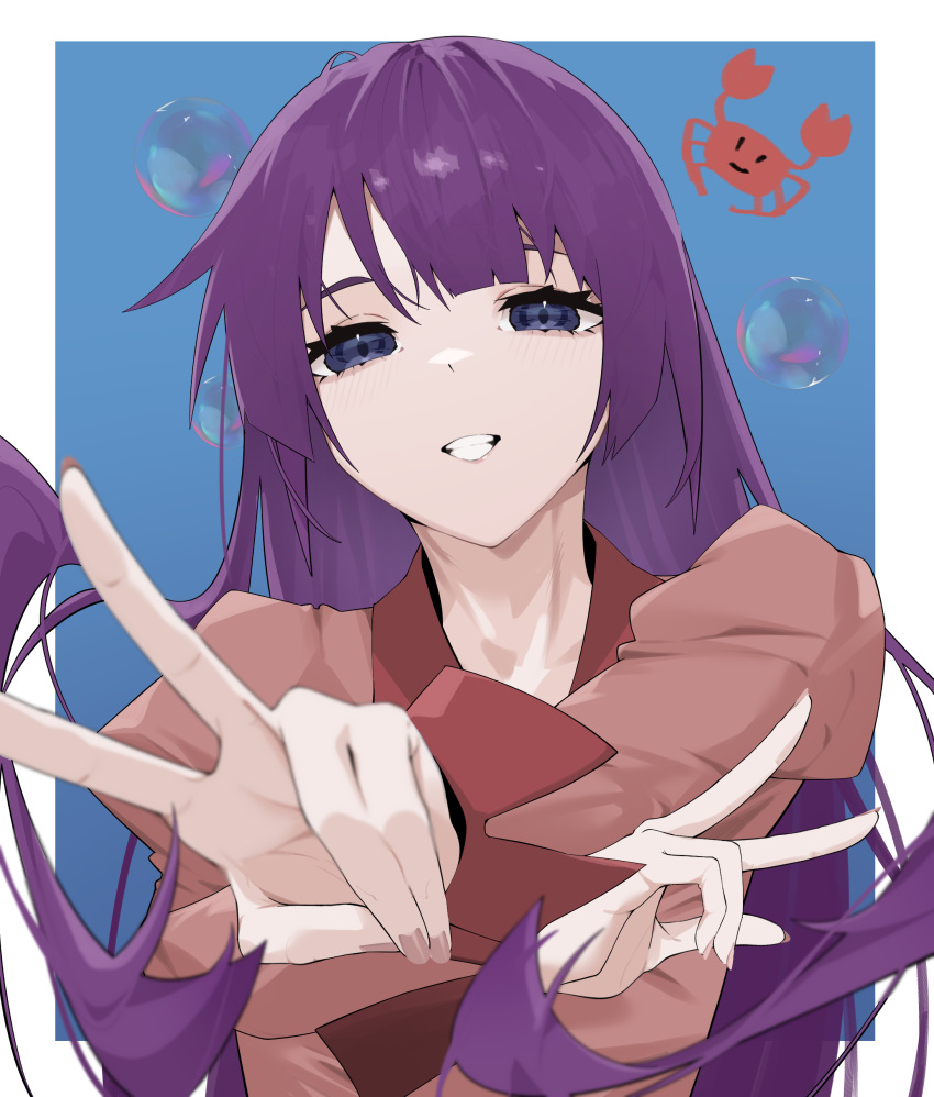 Safebooru - 1girl absurdres arril100 bakemonogatari blue background ...