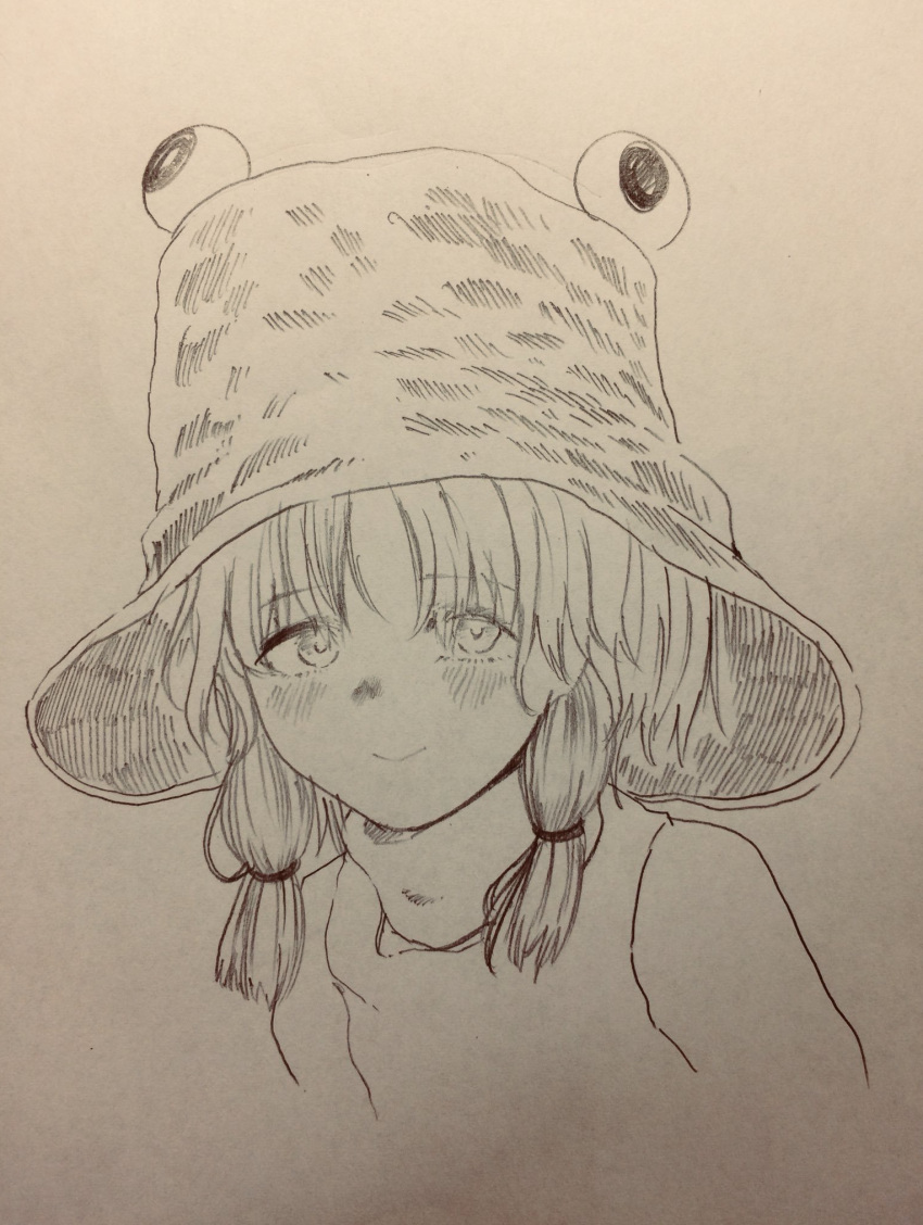 Safebooru - 1girl blush closed mouth cropped torso greyscale hair ...