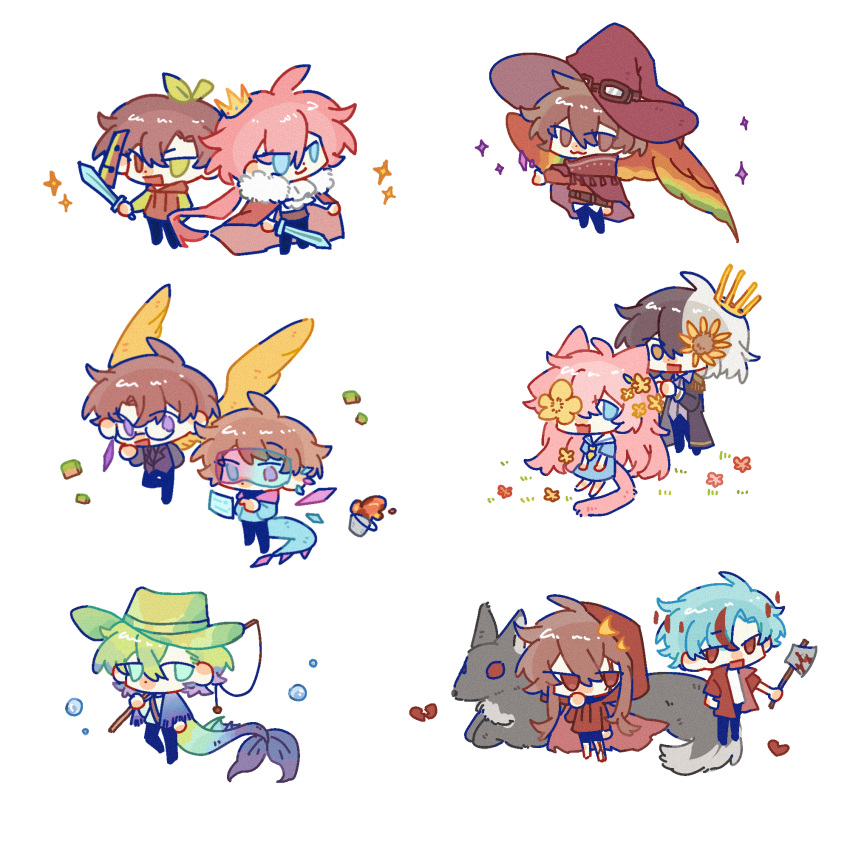 Safebooru - 2girls 6+boys :3 adapted costume ahoge alternate costume ...