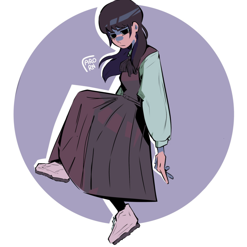 Safebooru - 1girl aroirnn black dress black eyes black hair black ribbon black socks chainsaw ...