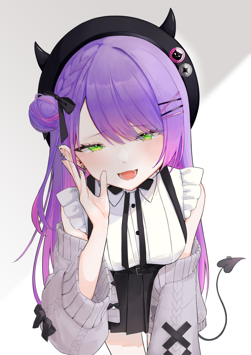 Safebooru - 1girl absurdres aran sweater beret black bow black bowtie black hat black ribbon ...