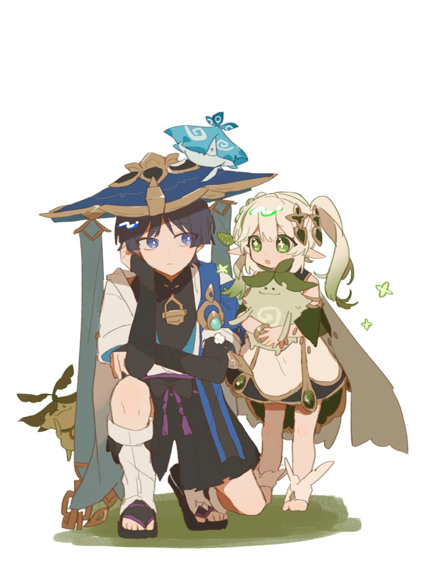 Safebooru - 1boy 1girl aqua gemstone aranara (genshin impact) ararycan (genshin impact) armlet ...
