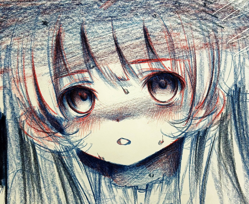 Safebooru 1girl Bags Under Eyes Blush Eyebrows Hidden By Hair Frilled 5378