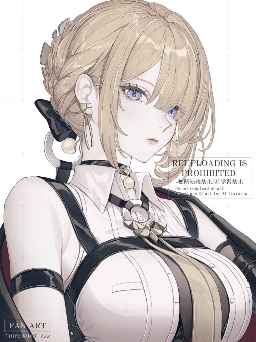 Safebooru - 1girl ao (ao0 0nemu) armband bare shoulders black armband black choker blonde hair ...