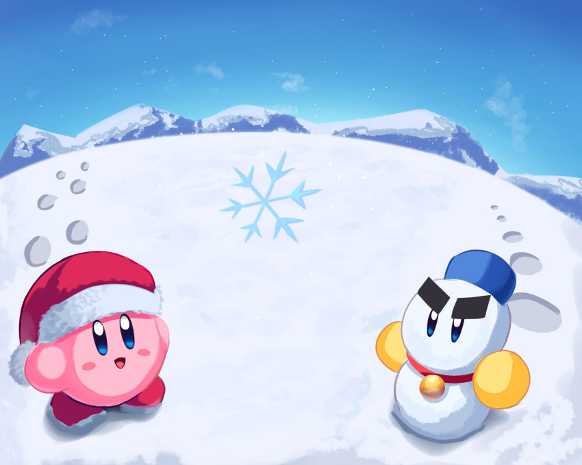 Safebooru - 2boys bell blue eyes chilly (kirby) day fez hat footprints ...
