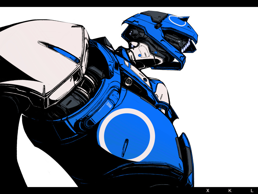Safebooru - armor blue armor from below highres mecha mecha focus no ...