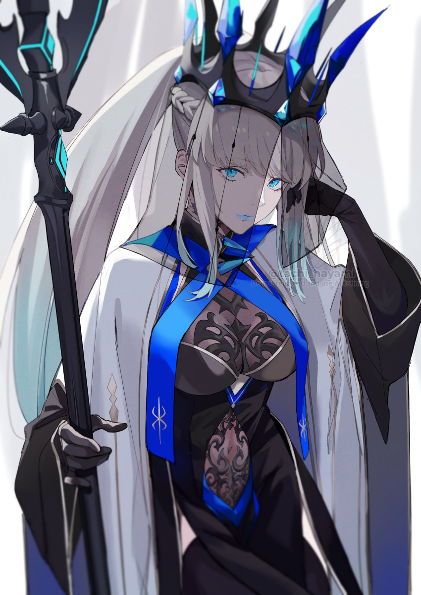 Safebooru - 1girl absurdres black gloves blue eyes blue lips breasts crown fate/grand order fate ...