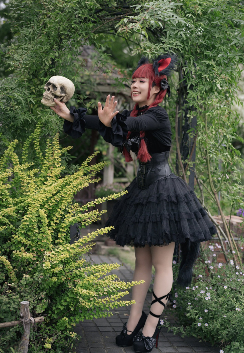 Safebooru - 1girl animal ears black petticoat black shirt black skirt ...