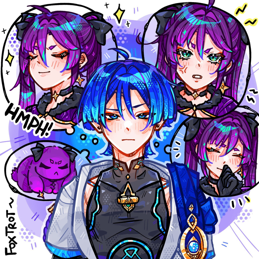 Safebooru - 1boy 1girl ahoge anemo symbol (genshin impact) anger vein animalization artist name ...