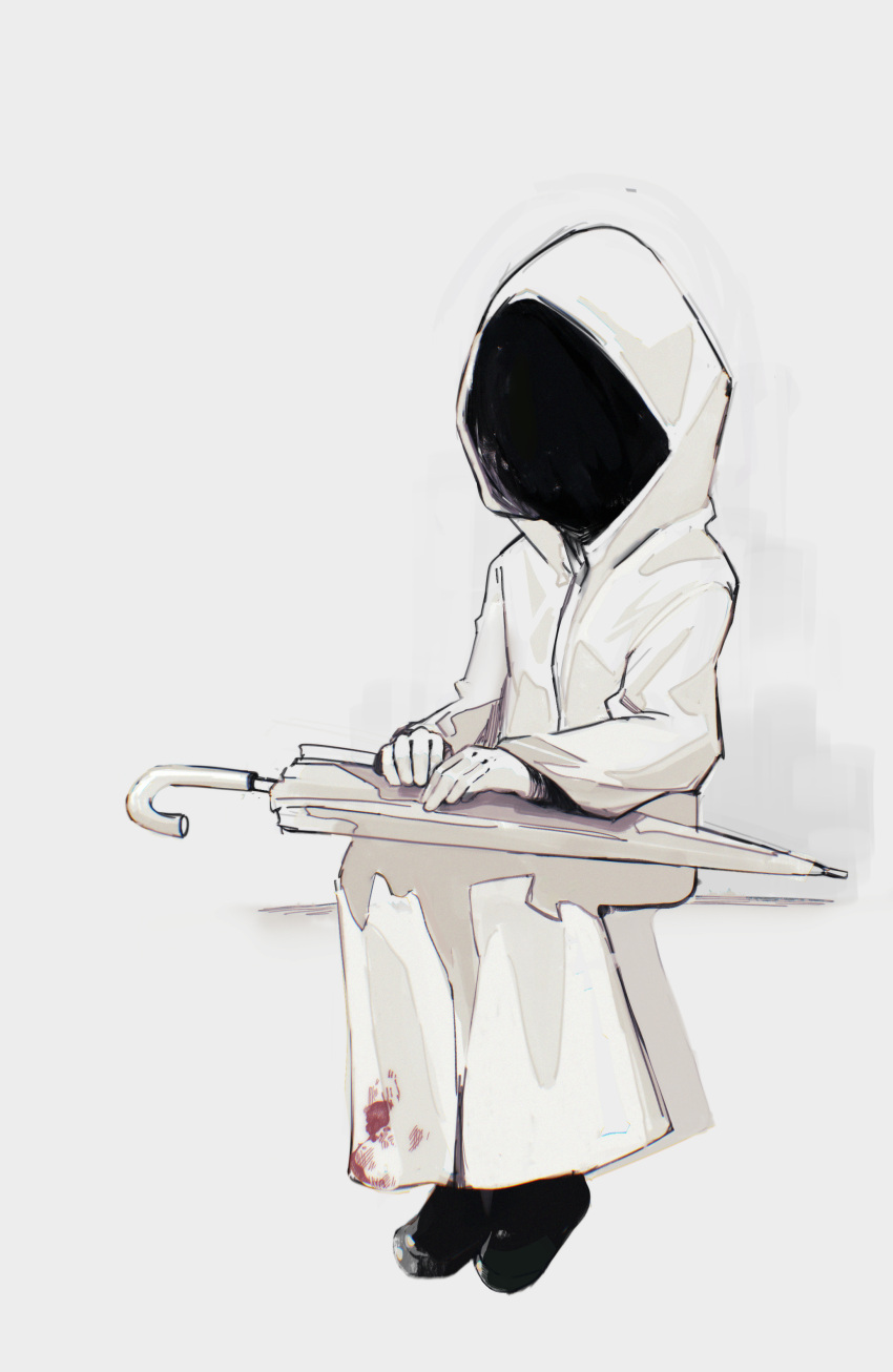 Safebooru - 1girl absurdres blood blood on clothes full body grey ...