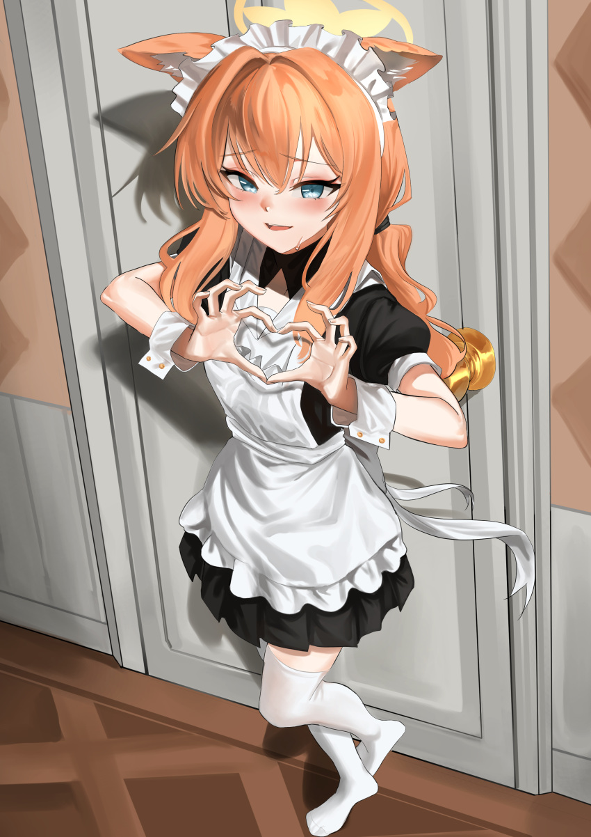 Safebooru - 1girl absurdres alternate costume animal ear fluff apron bikini black dress blue ...