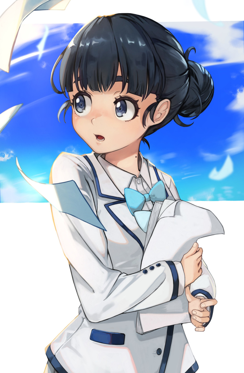 Safebooru - 1girl absurdres basori tiara black hair blazer blue bow blue bowtie bow bowtie ...