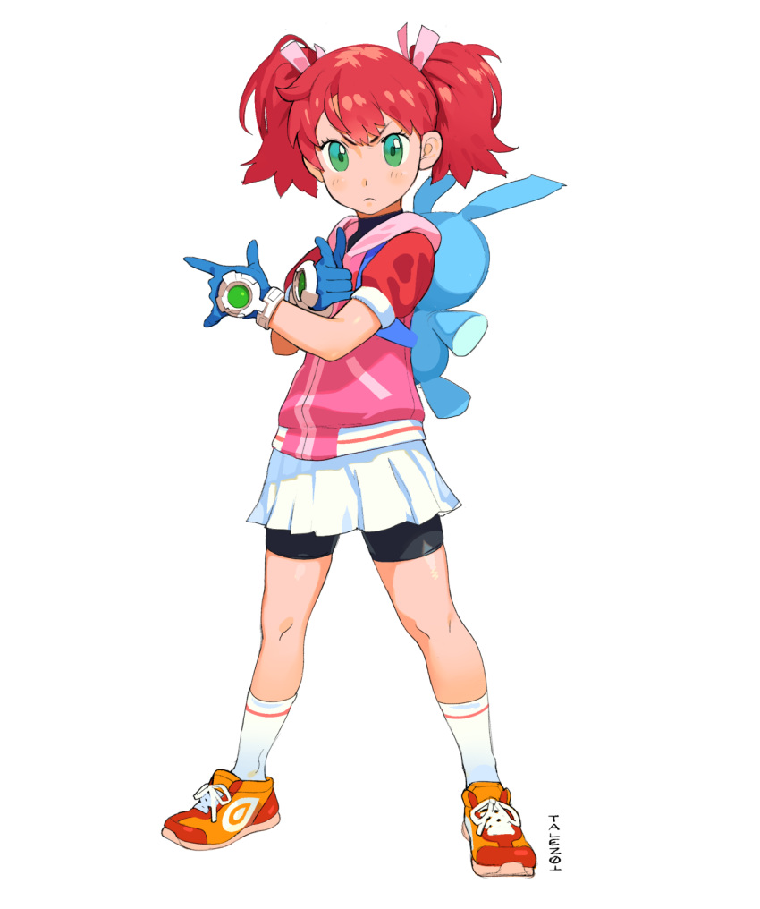 Safebooru - 1girl animal bag ankle socks artist name backpack bag bike shorts blue gloves blush ...