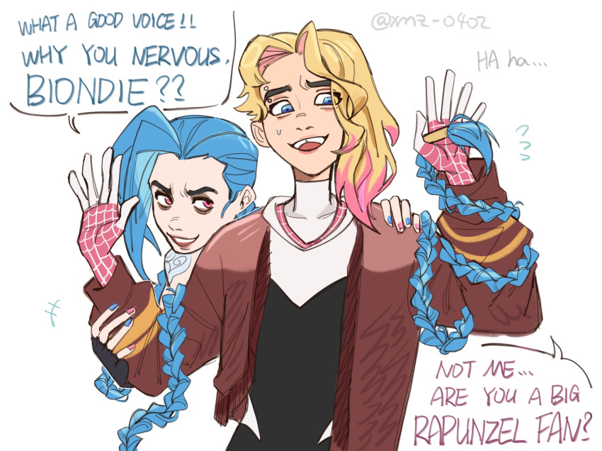 Safebooru - 2girls :d arcane: league of legends blue eyes blue hair ...