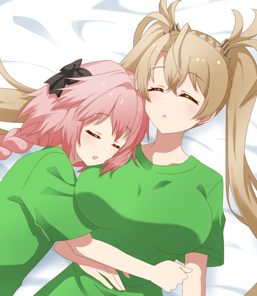 Safebooru - 1boy 1girl alternate costume astolfo (fate) black bow blonde hair bow bradamante ...