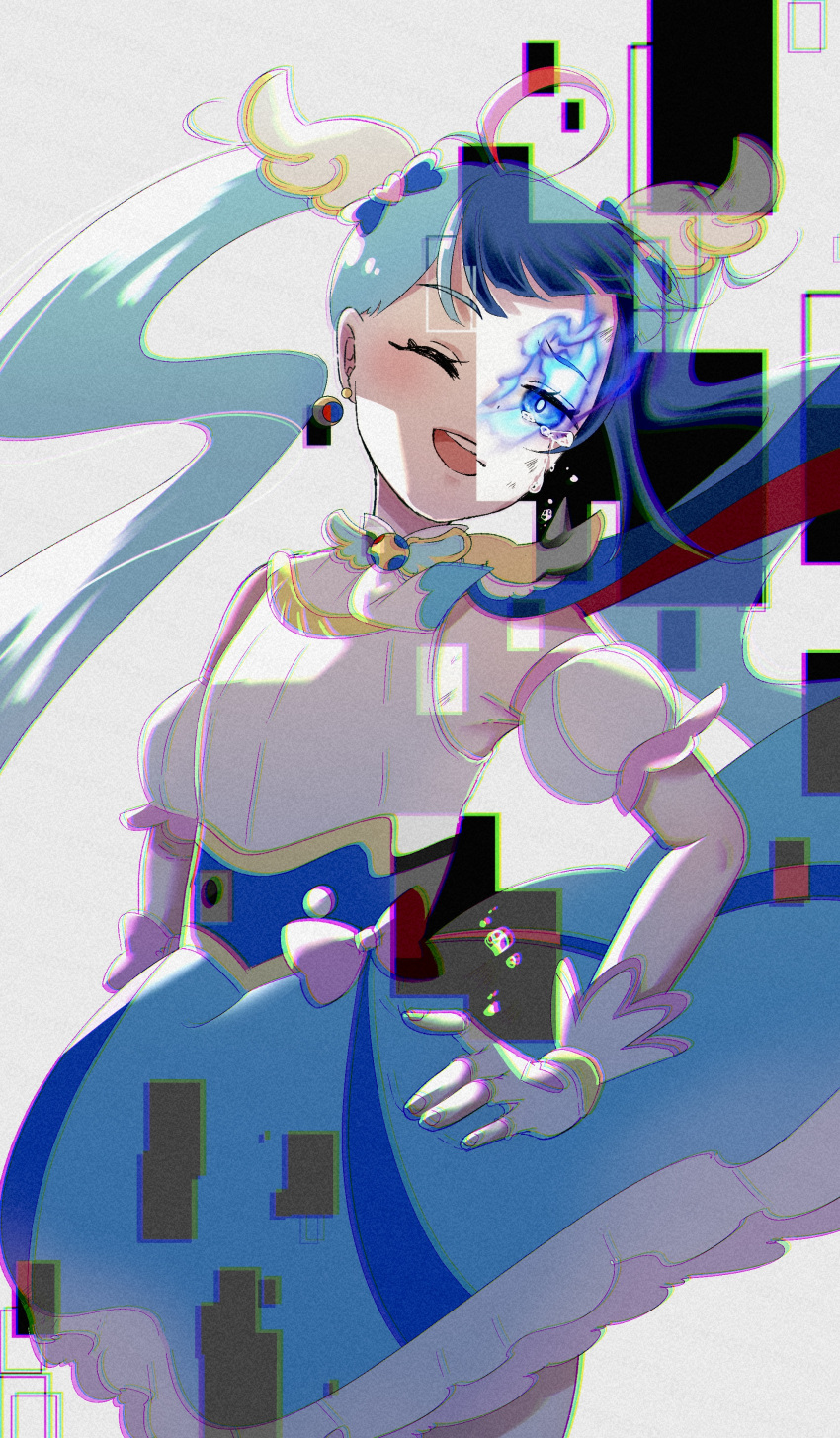 Safebooru - 1girl absurdres blue cape blue dress blue eyes blue hair ...