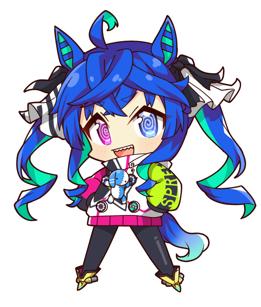 Safebooru - black thighhighs blue eyes blue hair chibi chibi only full ...