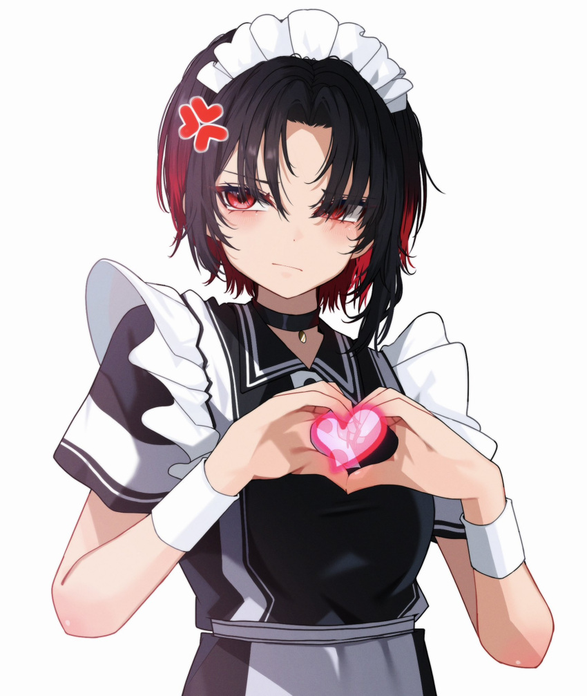 Safebooru - 1girl anger vein black choker black hair choker closed mouth gradient hair heart ...