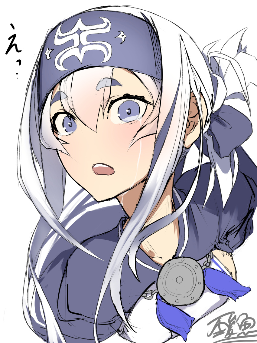 Safebooru - 1girl absurdres ainu clothes blue eyes blue headband folded ponytail headband ...
