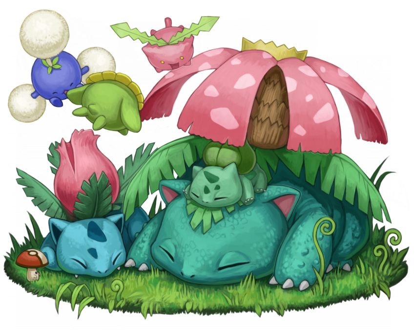 Safebooru - bulbasaur claws closed eyes closed mouth evolutionary line foongus full body grass ...