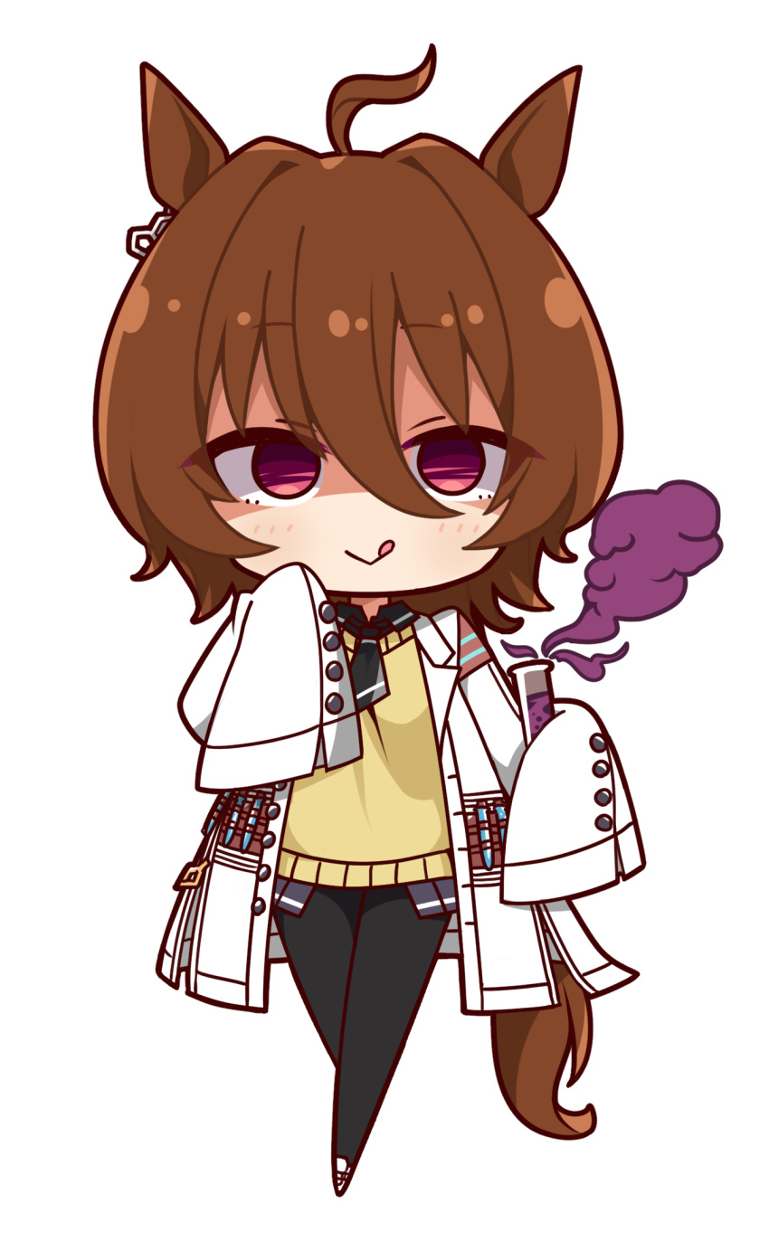 Safebooru - 1girl agnes tachyon (umamusume) animal ears black thighhighs brown hair chibi chibi ...