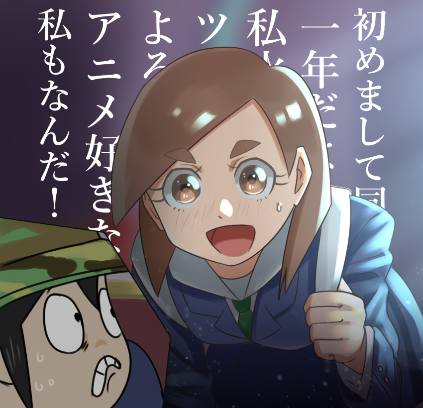 Safebooru - 2girls asakusa midori black neckwear blue jacket brown eyes brown hair eizouken ni ...