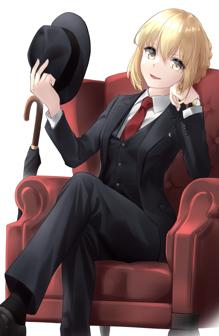 Safebooru - 1girl absurdres alternate costume artoria pendragon (all) black headwear black pants ...