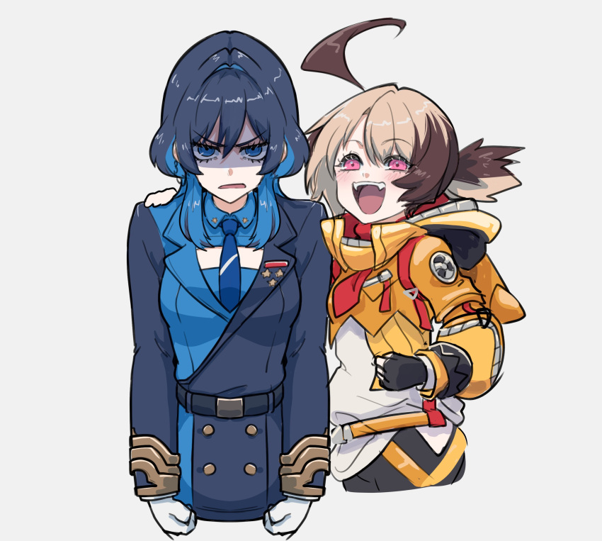 Safebooru - 2girls absurdres ahoge blue eyes blue hair blue necktie ...