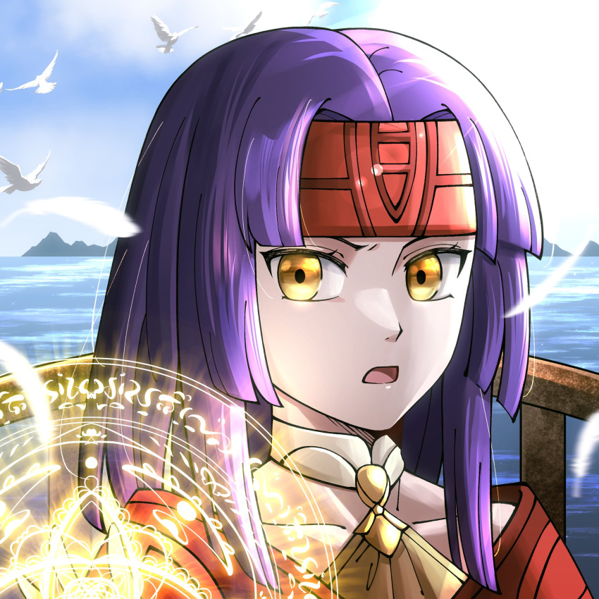 Safebooru - 1girl ascot bird casting spell cloak fire emblem fire ...