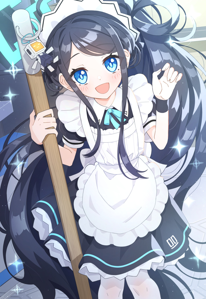 Safebooru - 1girl apron aris (blue archive) aris (maid) (blue archive) black dress black hair ...