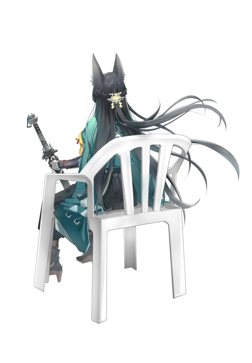 Safebooru - 1girl animal ears fox ears hoshimi miyabi katana long hair ...