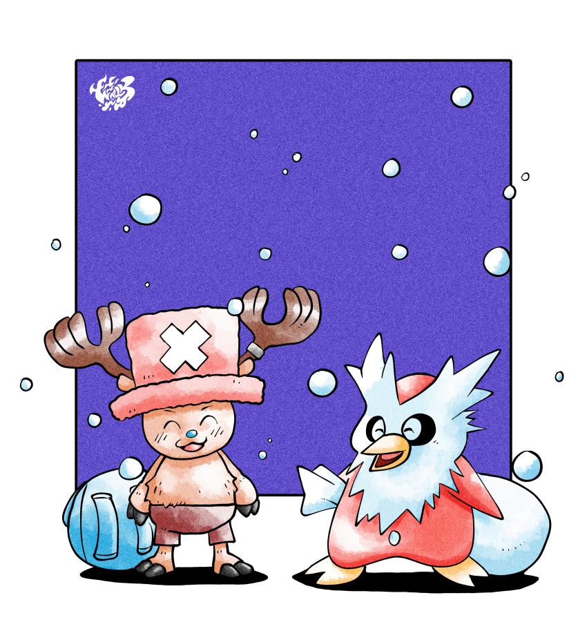 Safebooru - 1boy ^ ^ absurdres antlers bag blue nose closed eyes ...