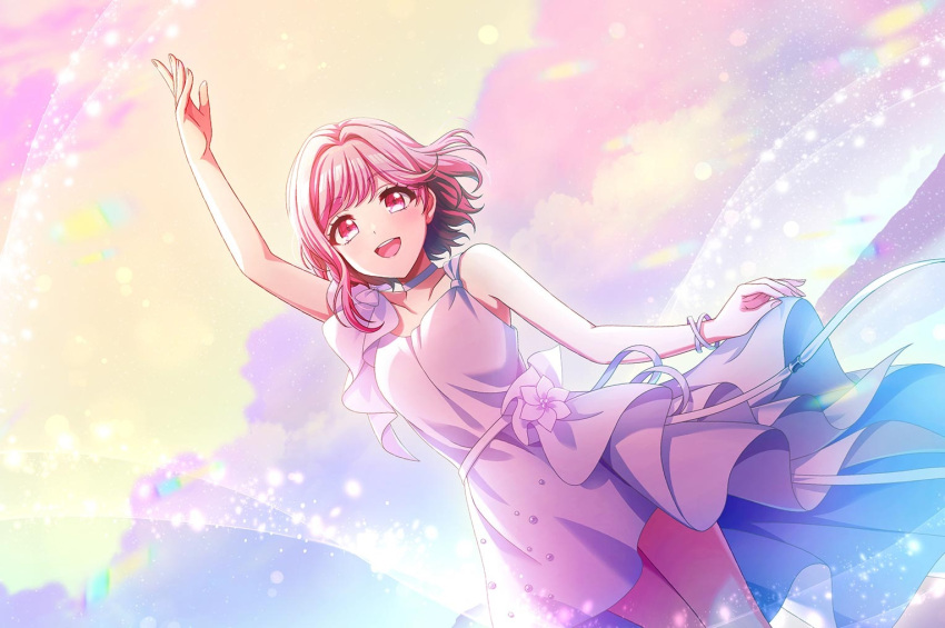Safebooru - d4dj dress pink eyes pink hair sakurada miyu short hair | 5553777
