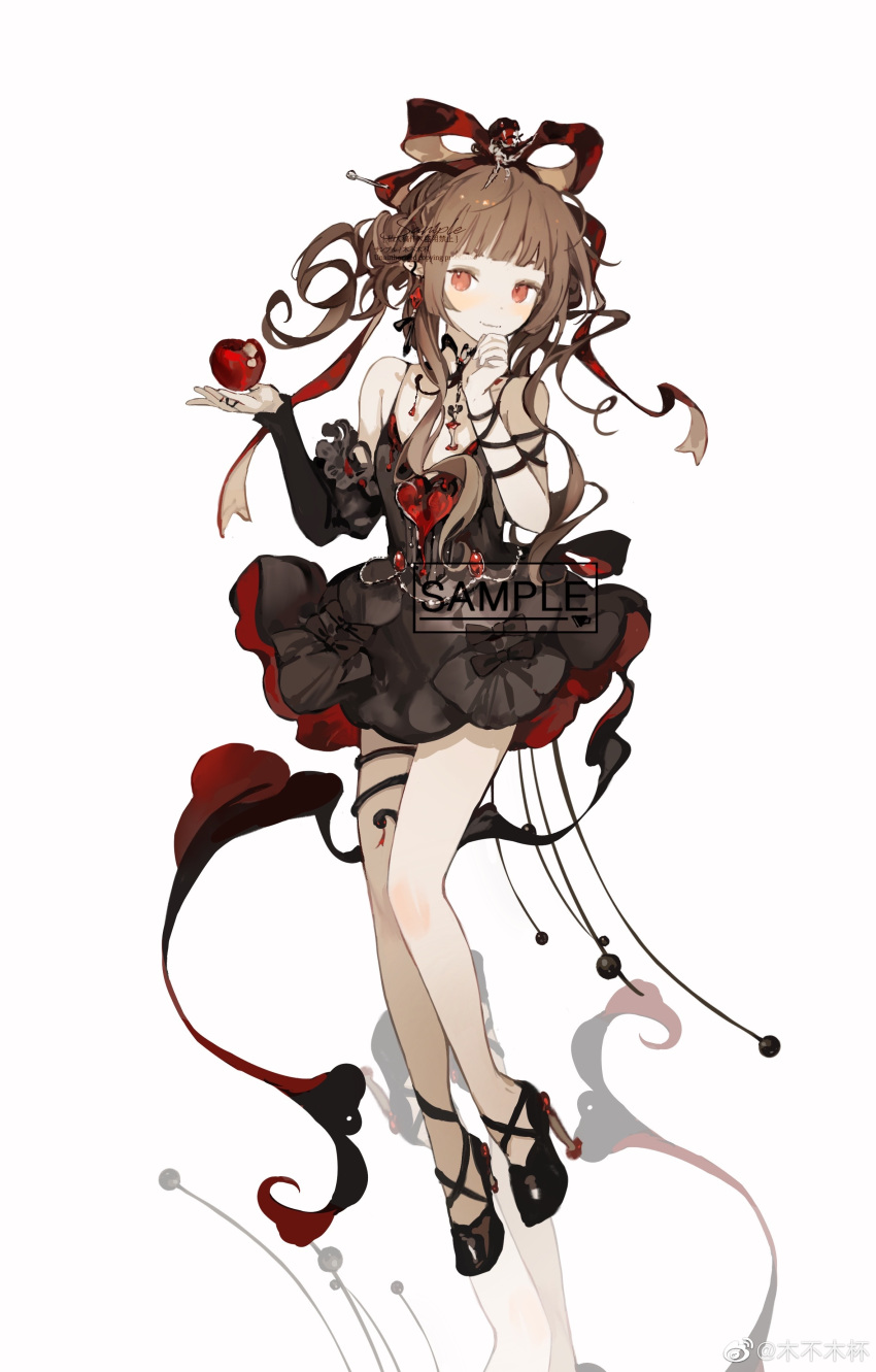 Safebooru - absurdres apple black dress dress food fruit highres ...