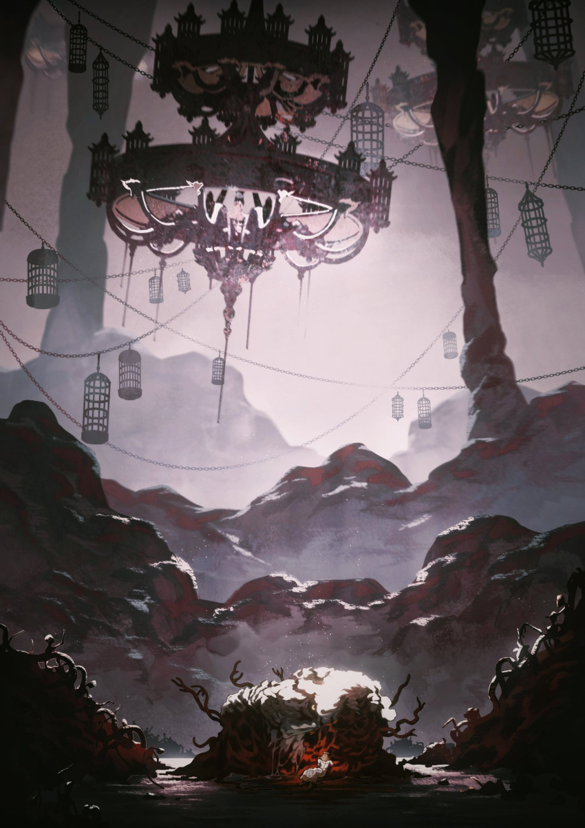 Safebooru - 1boy 1girl cage chain chandelier commentary corpse elden ...