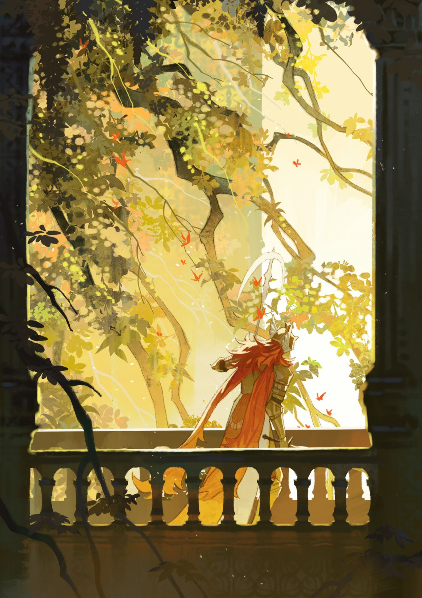 Safebooru - 1girl armor branch bug butterfly cape cleanrot knight ...