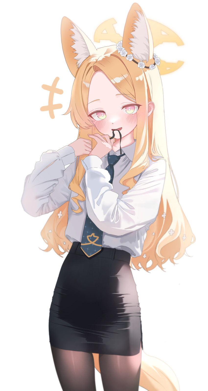 Safebooru - 1girl absurdres alternate costume animal ear fluff animal ears black skirt blonde ...