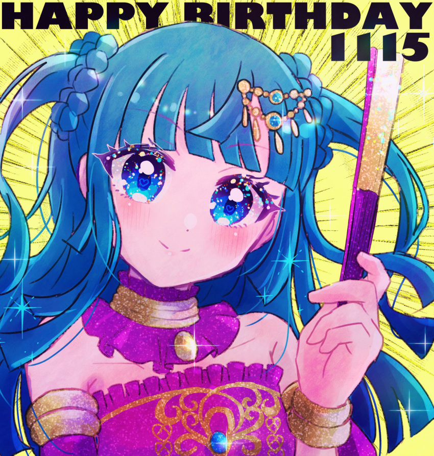 Safebooru - 1girl bare shoulders blue eyes blue hair blunt bangs ...