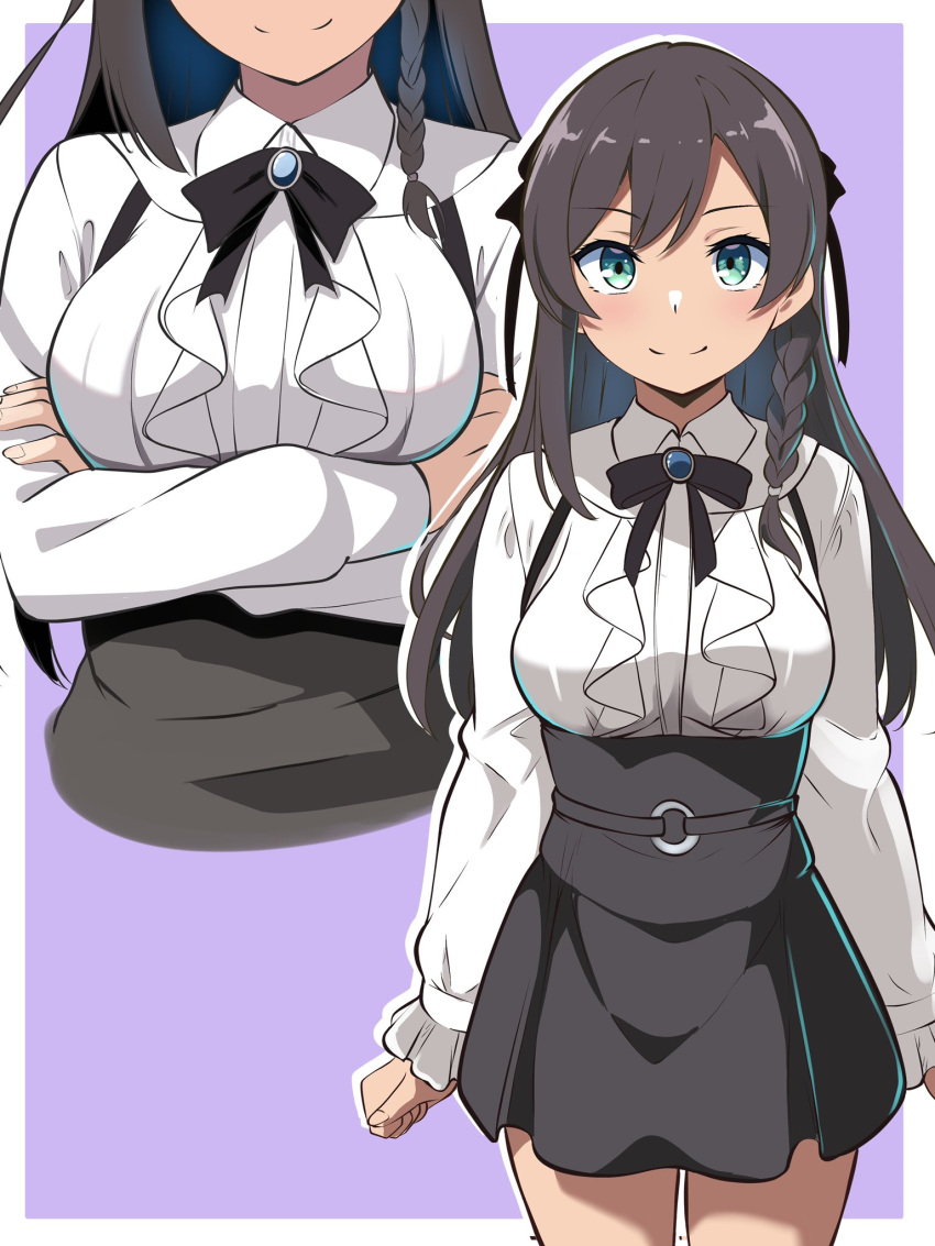 Safebooru - 1girl alina clover arms under breasts black bow black ...