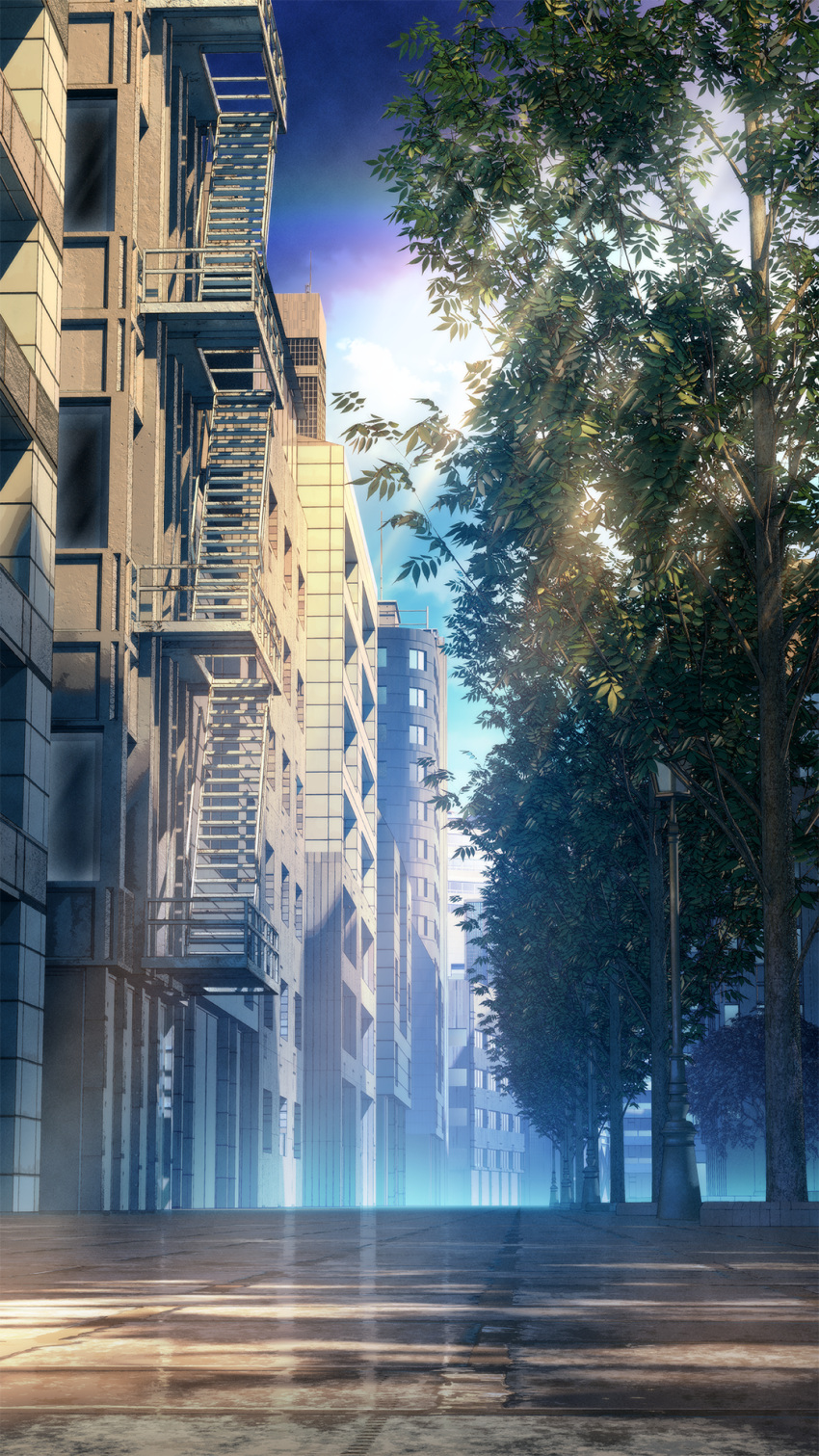 Safebooru - blue sky building city cityscape commentary request dappled ...