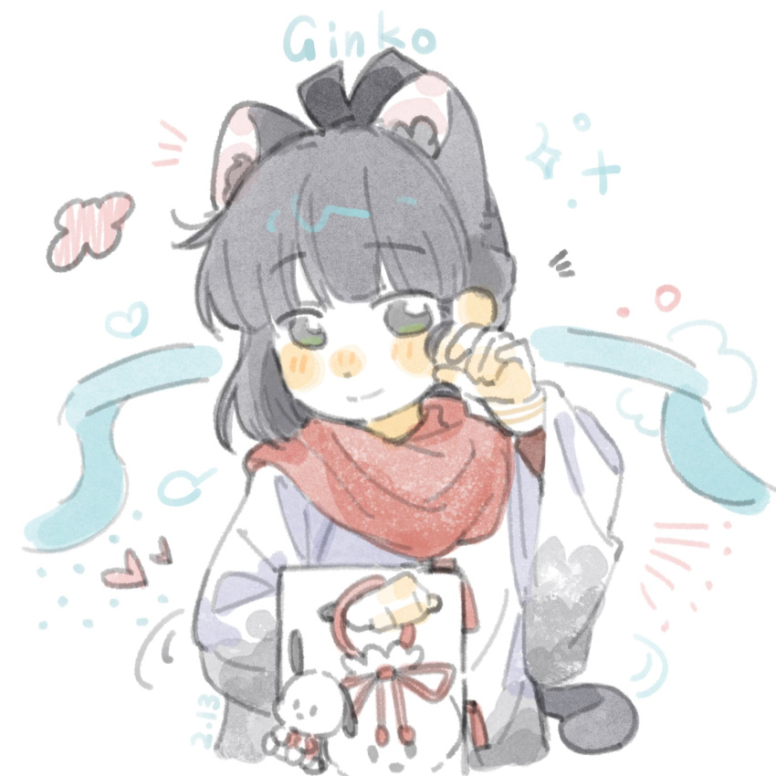 Safebooru - animal ear fluff animal ears asymmetrical hair bag black ...