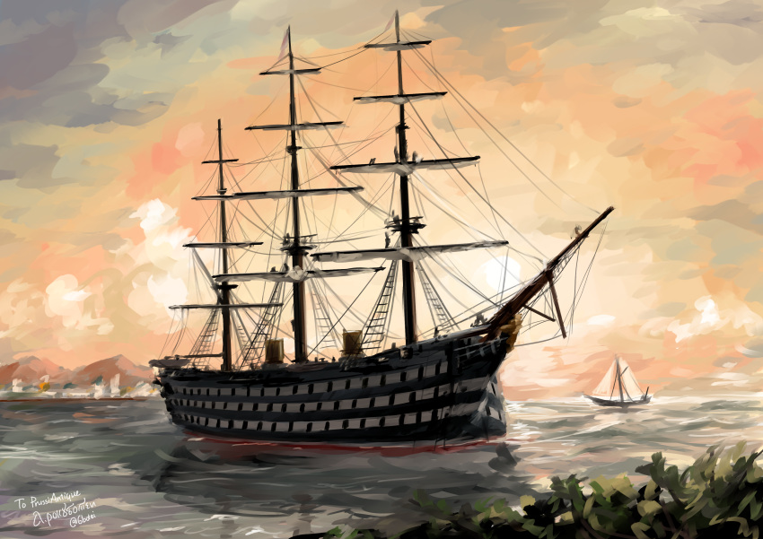Safebooru - absurdres boat commission evening highres hms victoria ...
